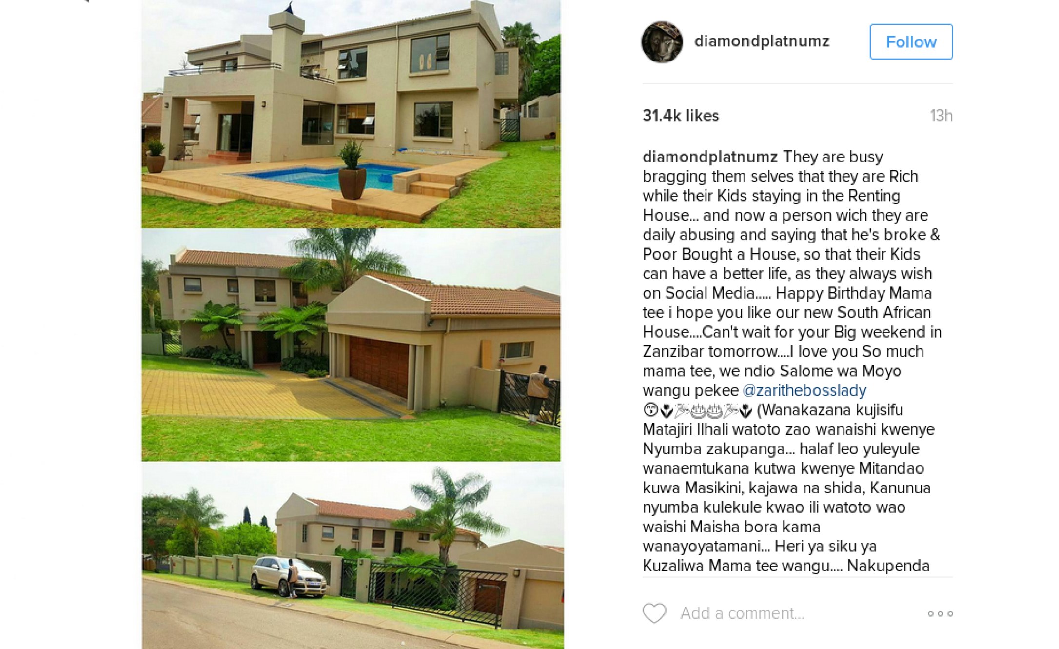 Tanzania: Diamond Platinumz Buys Mansion in South Africa on Zari's ...