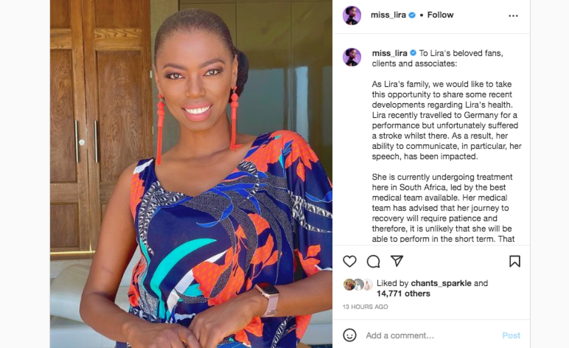 South Africa: Award-Winning Singer Lira Back Home After Suffering a ...